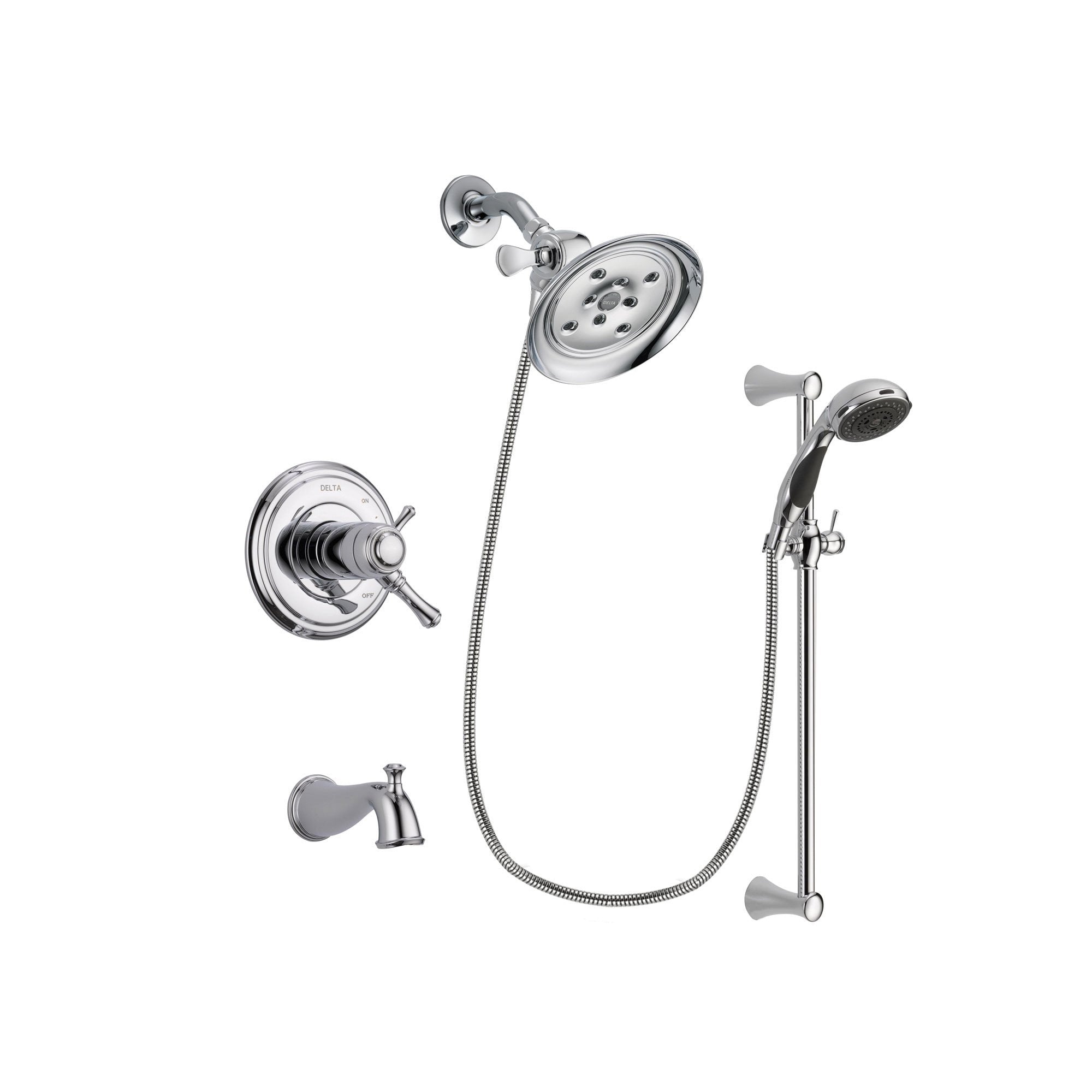 Delta Cassidy Chrome Tub and Shower Faucet System with Hand Shower DSP ...