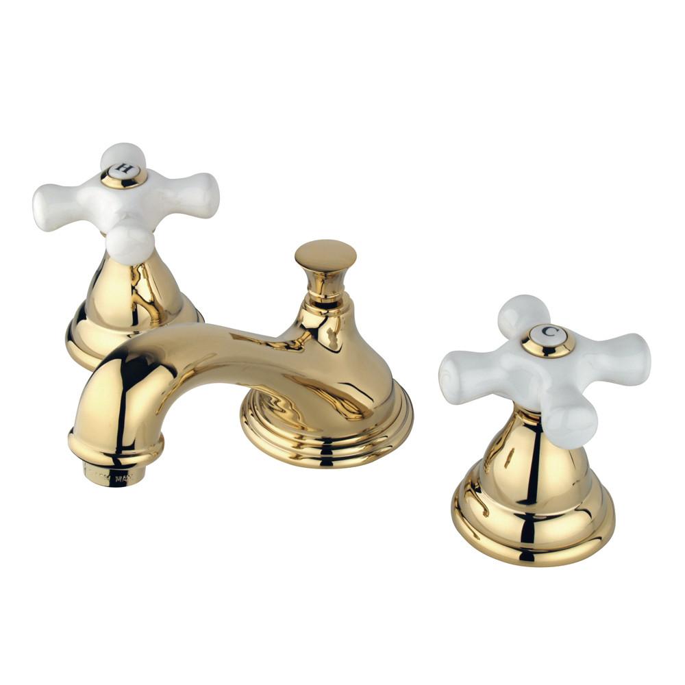 Kingston Polished Brass Royale 2 Hdl Widespread Bathroom Faucet w drai ...