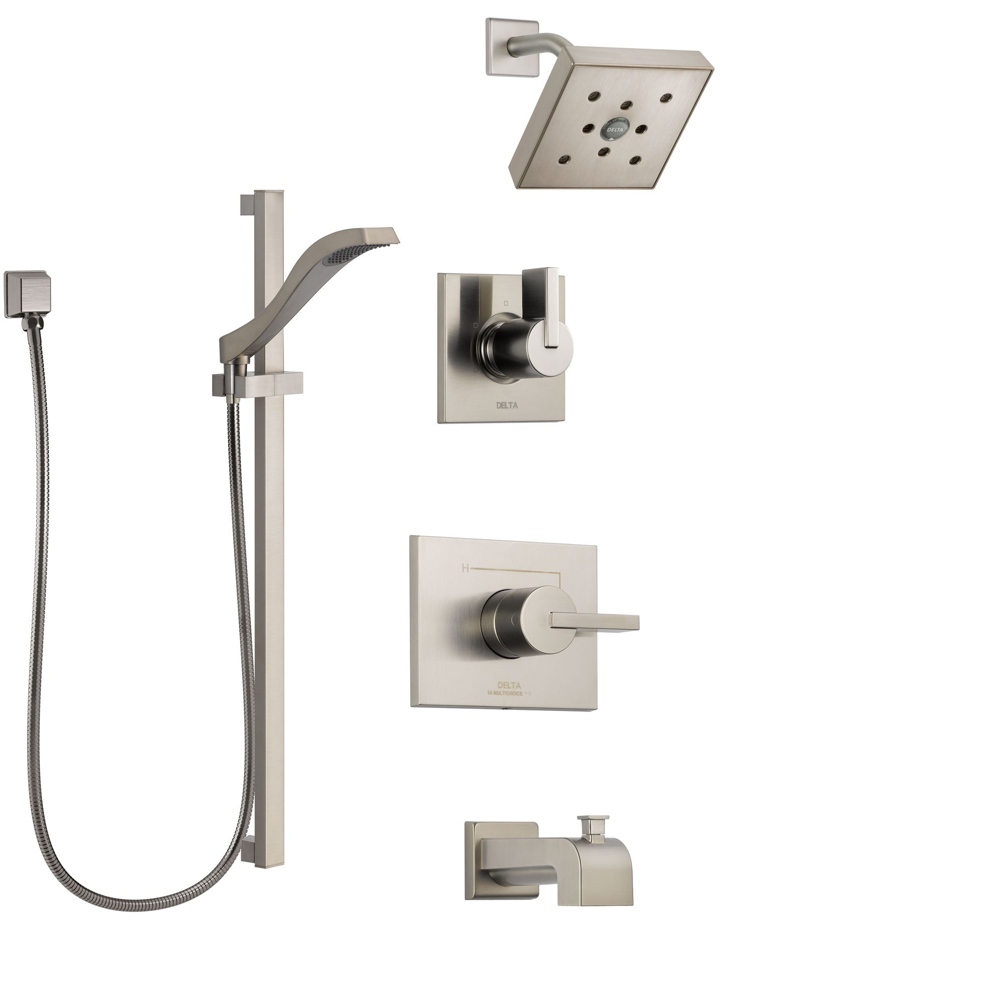 Delta Vero Stainless Steel Finish Tub and Shower System with Control H ...