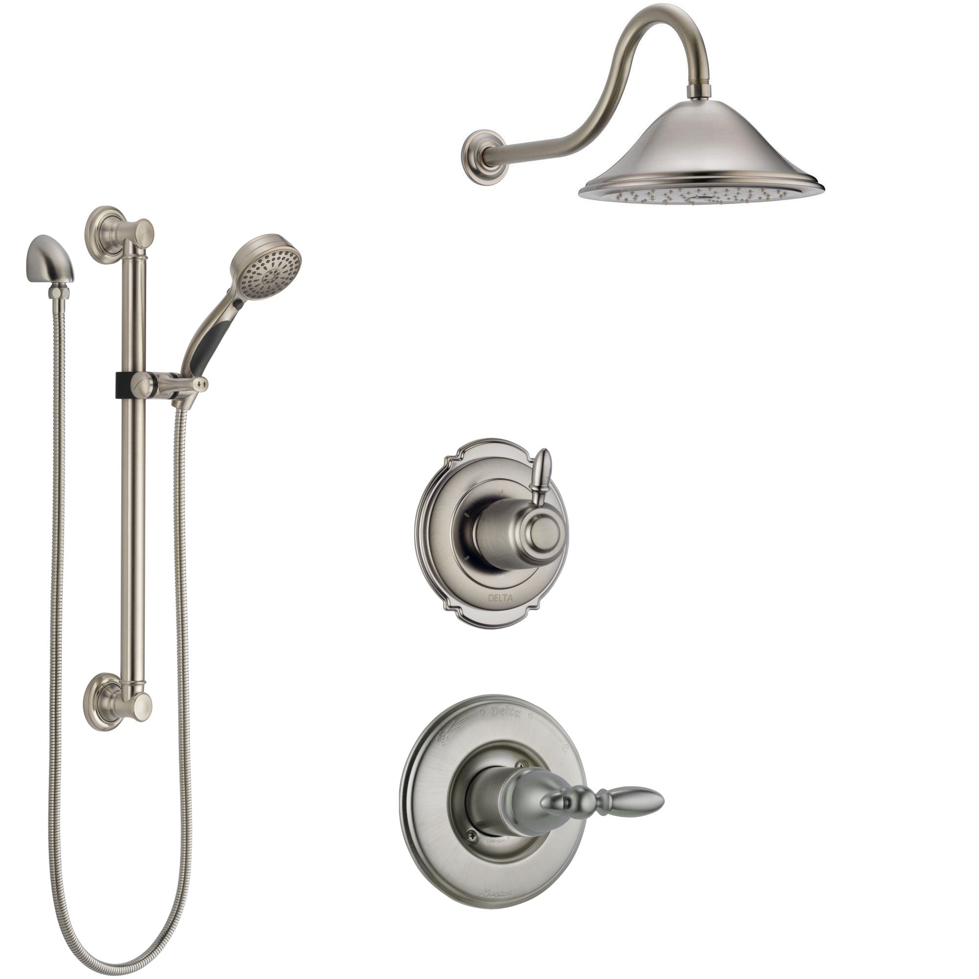 Delta Victorian Stainless Steel Finish Shower System with Control Hand ...