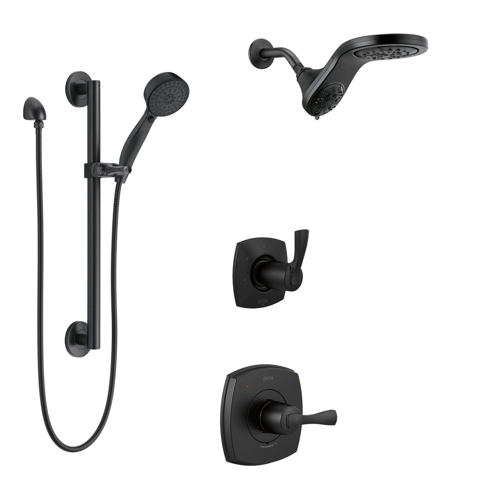 Delta Stryke Matte Black Finish Modern Shower System with Diverter, Du ...