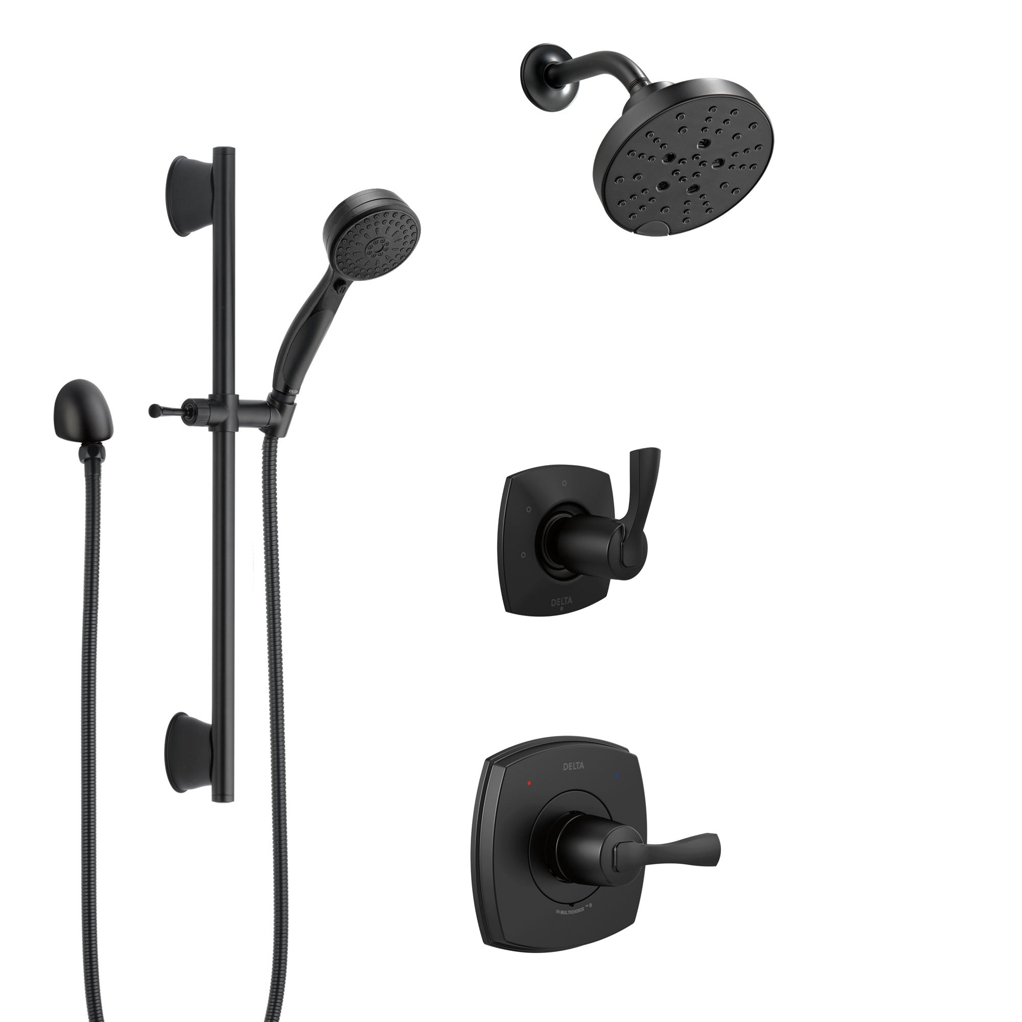Delta Stryke Matte Black Finish Modern Shower System with Round Multi ...