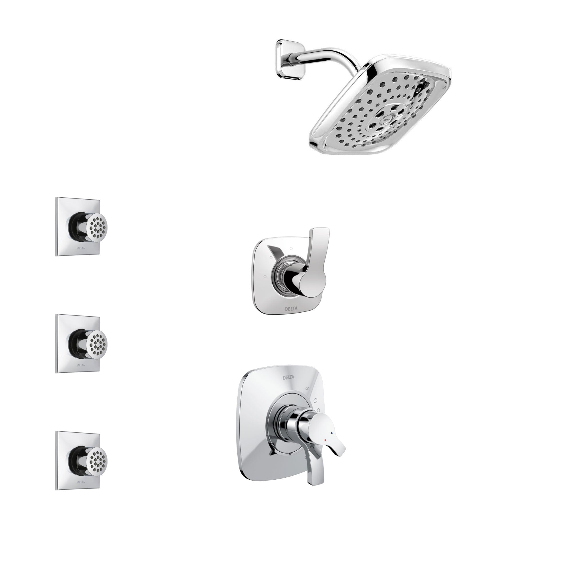 Delta Tesla Chrome Finish Shower System with Dual Control Handle, 3-Se ...