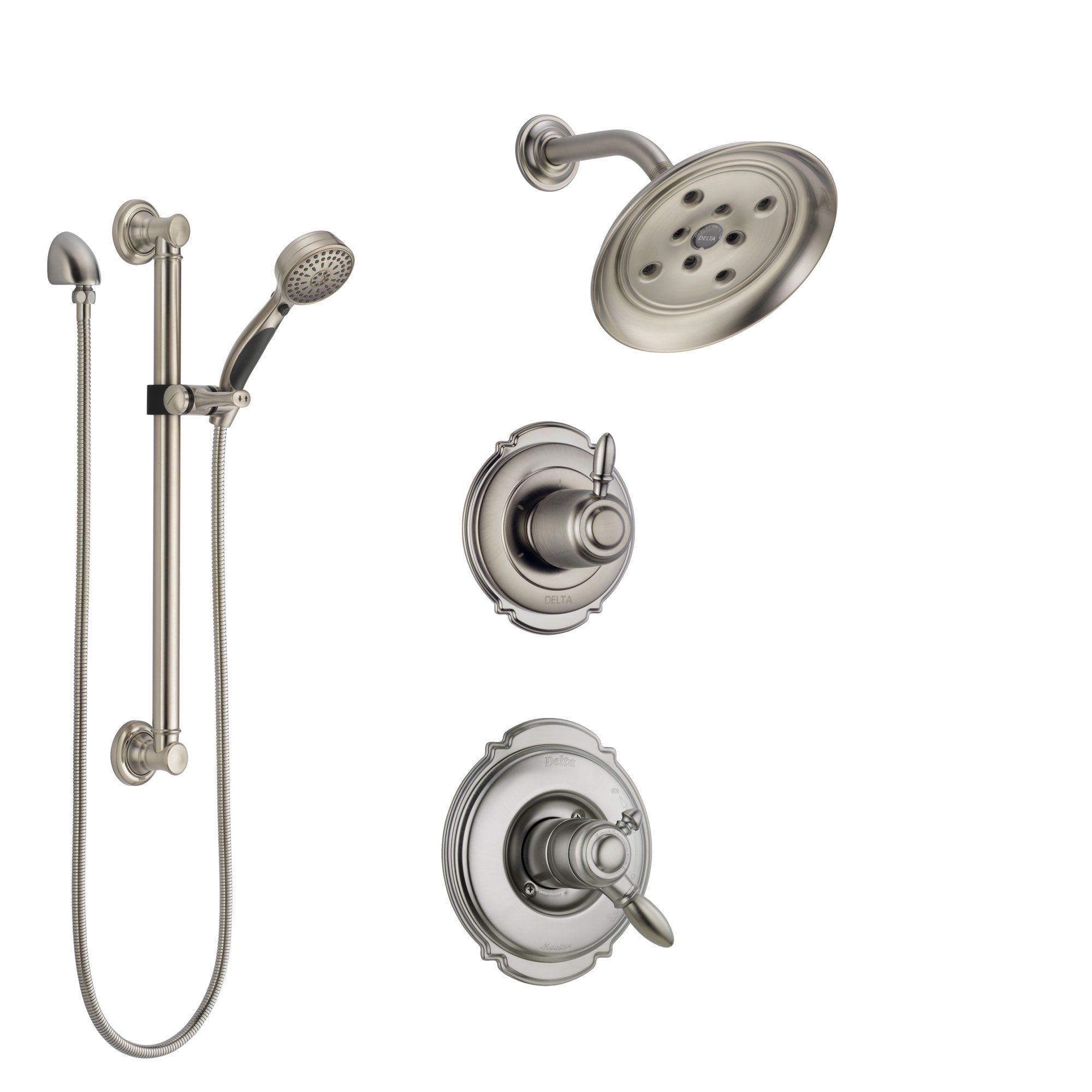 Delta Victorian Stainless Steel Finish Shower System with Dual Control ...
