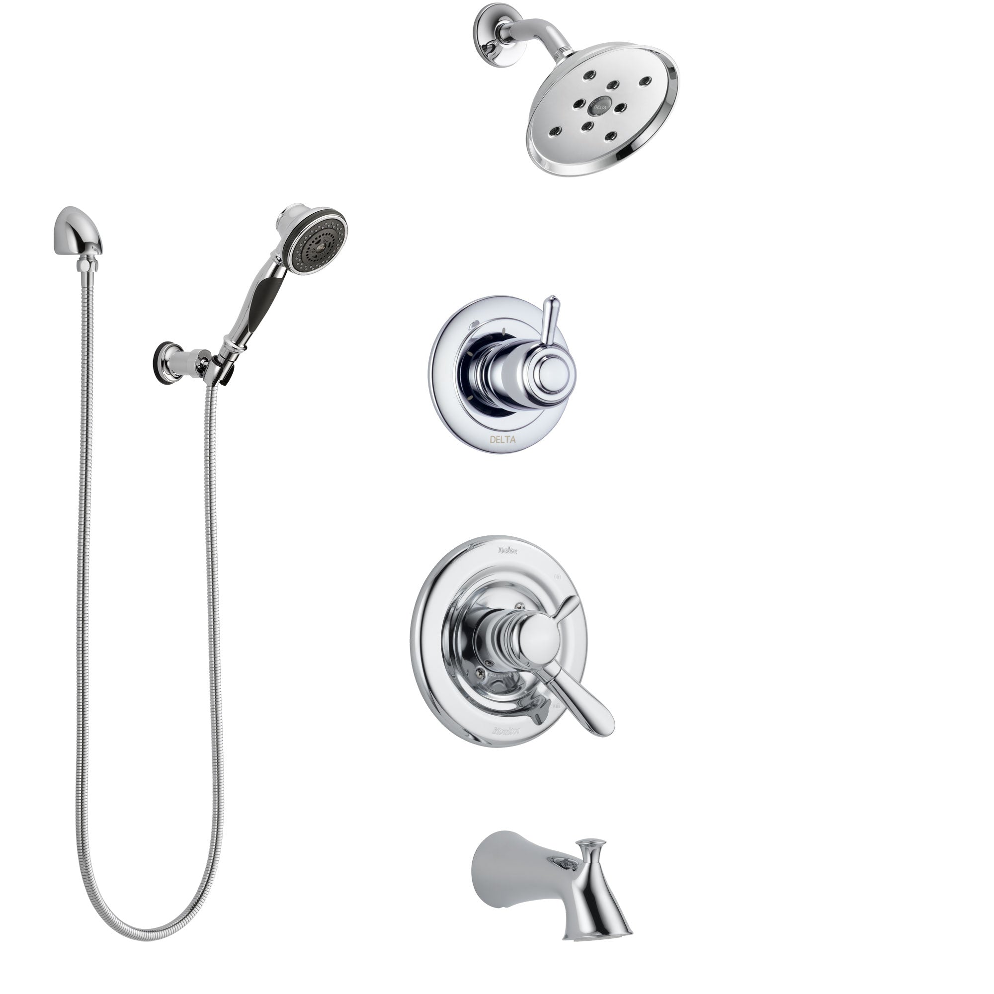 Delta Lahara Chrome Finish Tub and Shower System with Dual Control Han ...