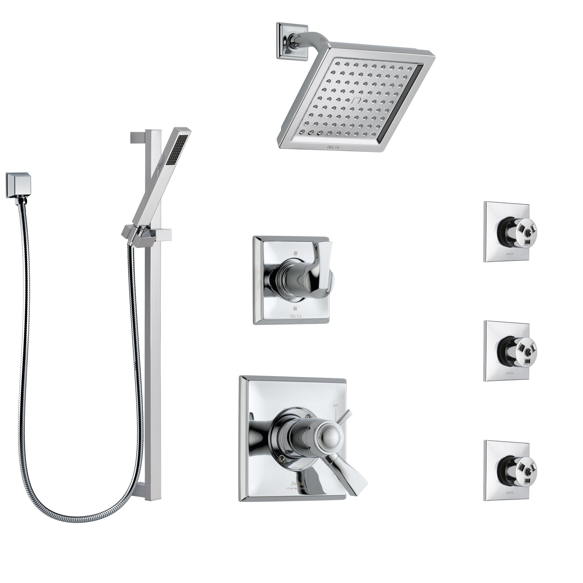 Delta Dryden Chrome Shower System with Dual Thermostatic Control Handl ...