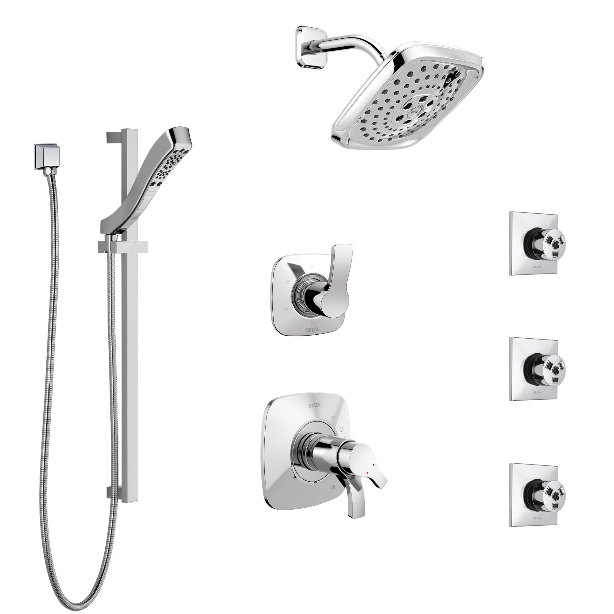 Delta Tesla Chrome Shower System with Dual Thermostatic Control Handle ...