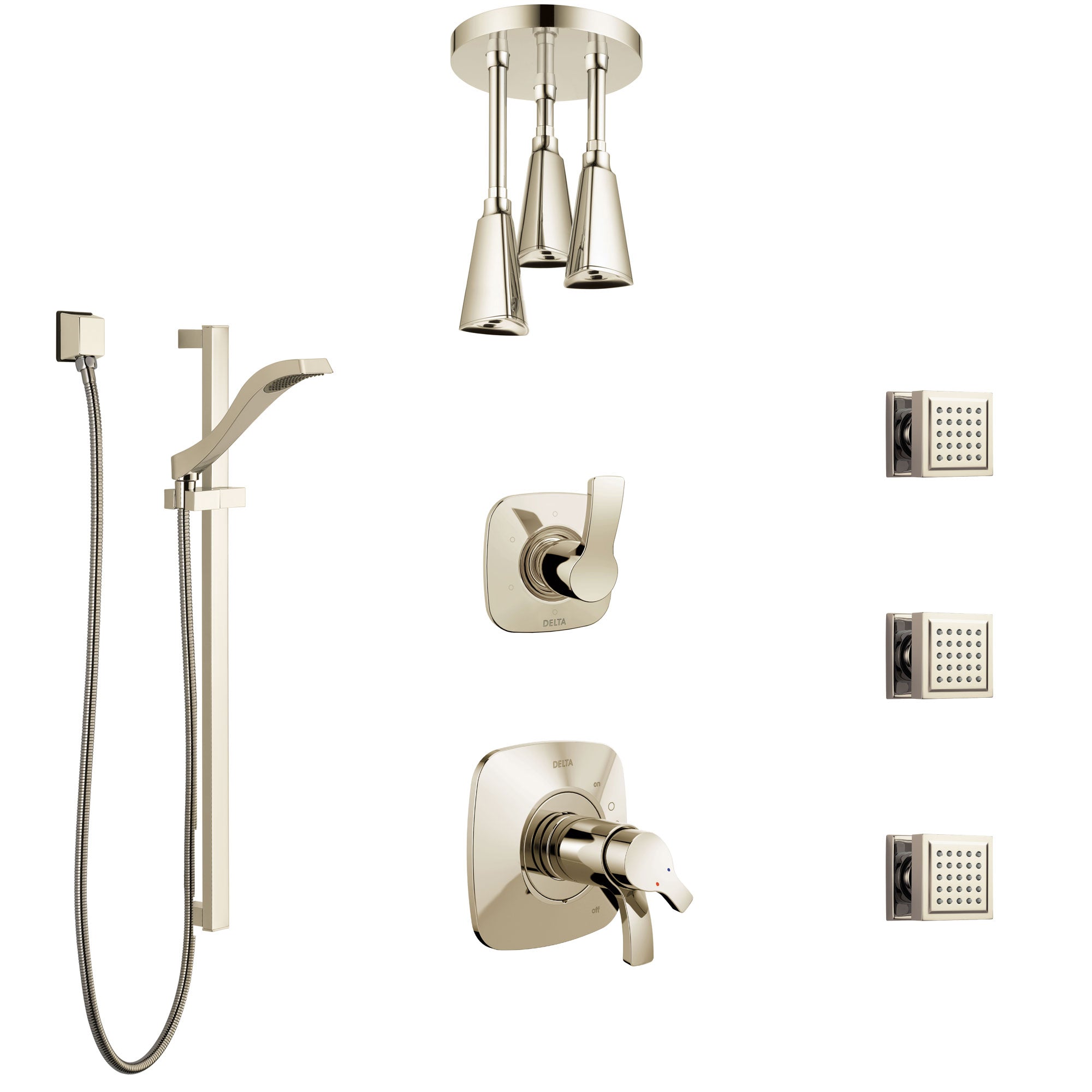 Delta Tesla Polished Nickel Shower System with Dual Thermostatic Contr ...