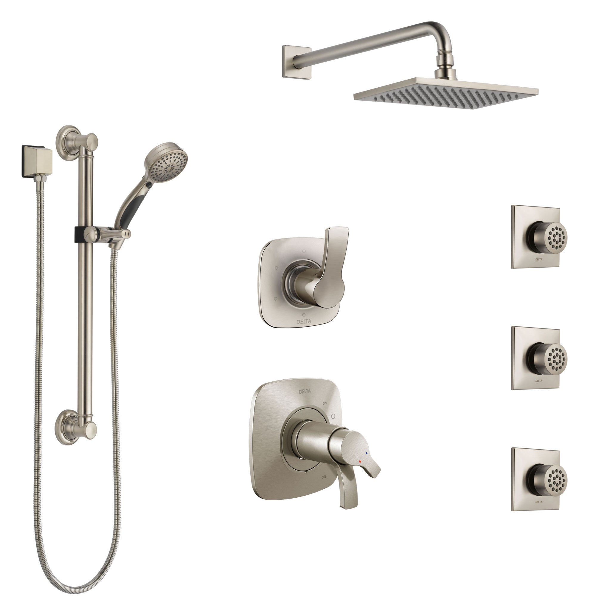 Delta Tesla Dual Thermostatic Control Stainless Steel Finish Shower Sy ...