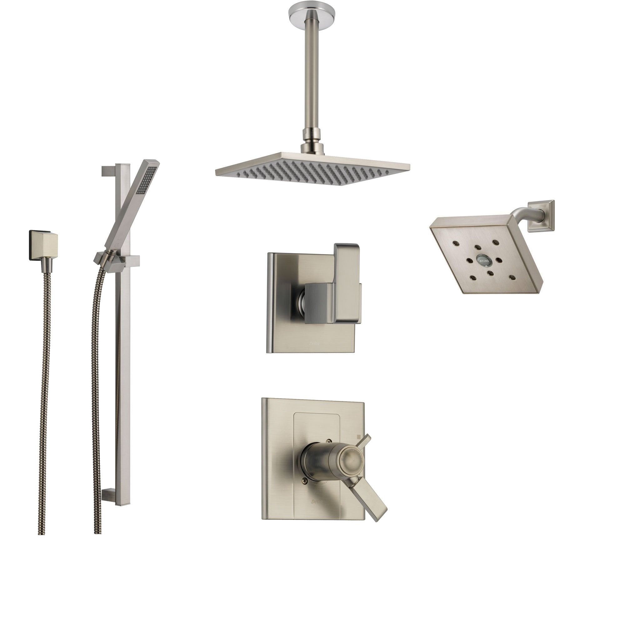 Delta Arzo Stainless Steel Shower System with Thermostatic Shower Hand ...