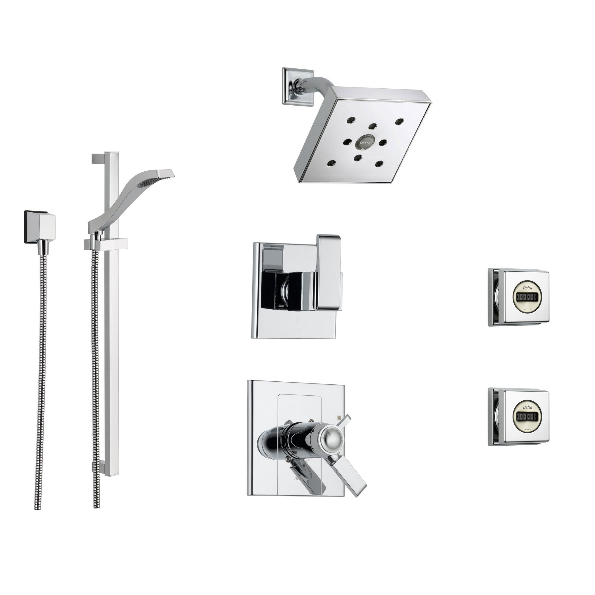 Delta Arzo Chrome Shower System with Thermostatic Shower Handle, 6-set ...