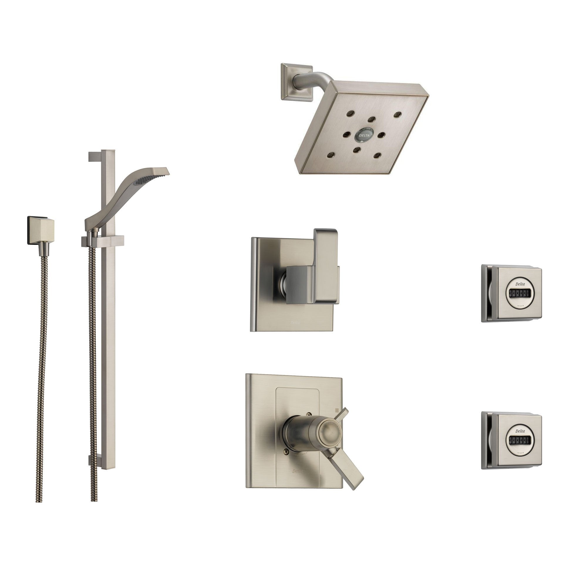 Delta Arzo Stainless Steel Shower System with Thermostatic Shower Hand ...