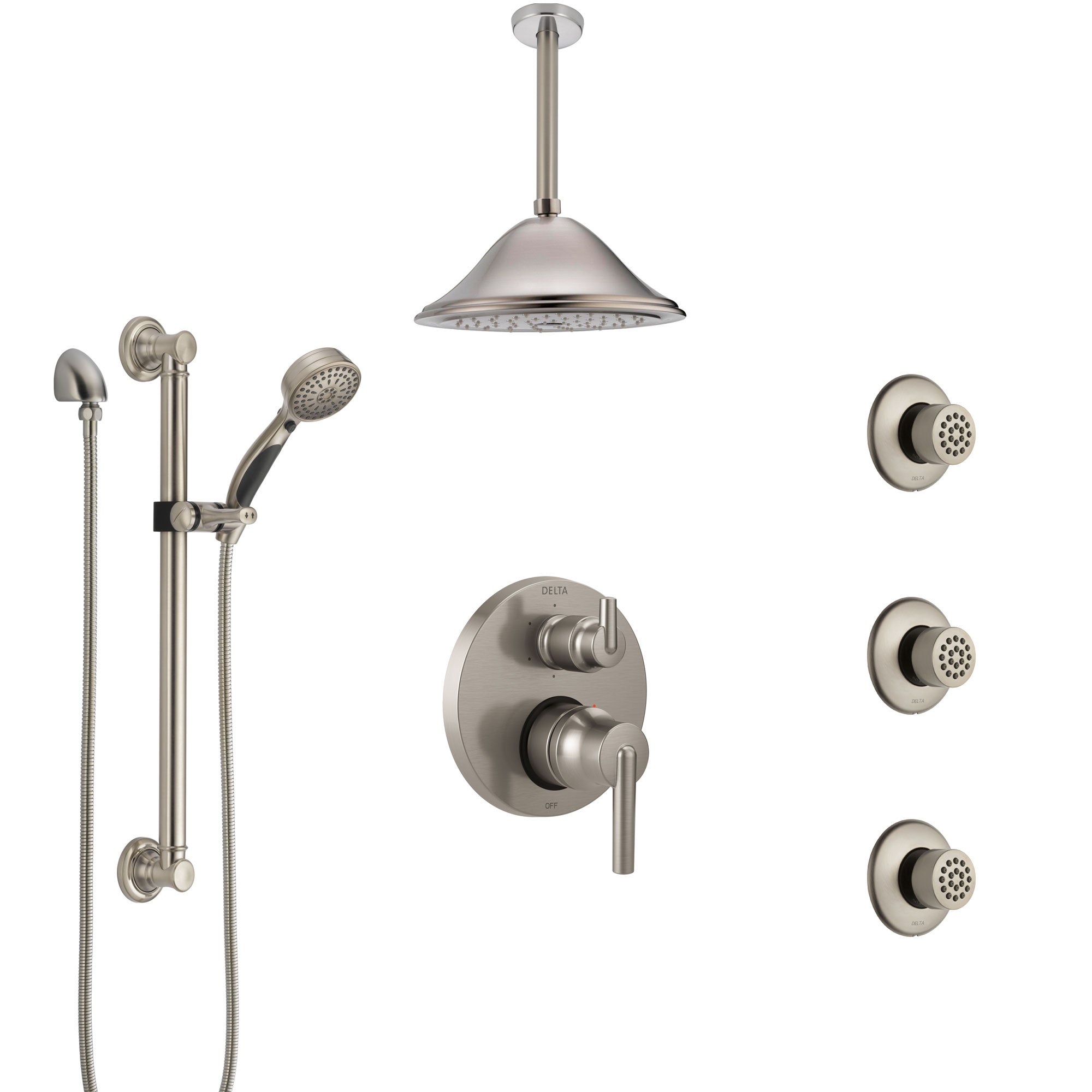 Delta Trinsic Stainless Steel Finish Integrated Diverter Shower System ...