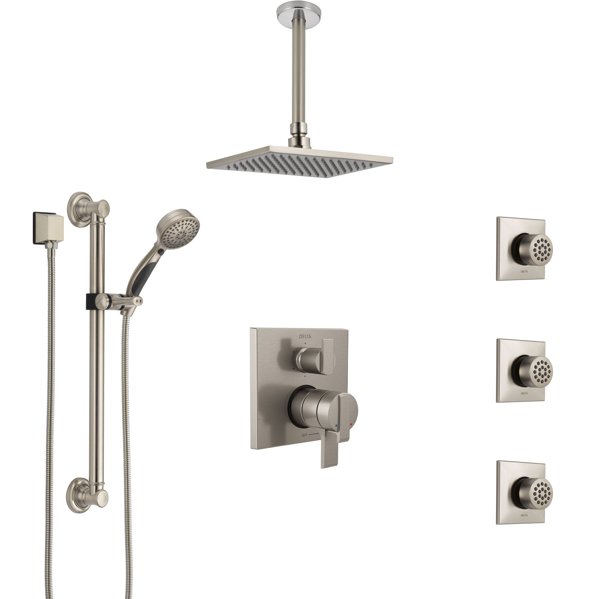 Delta Ara Dual Control Handle Stainless Steel Finish Shower System, Ce ...