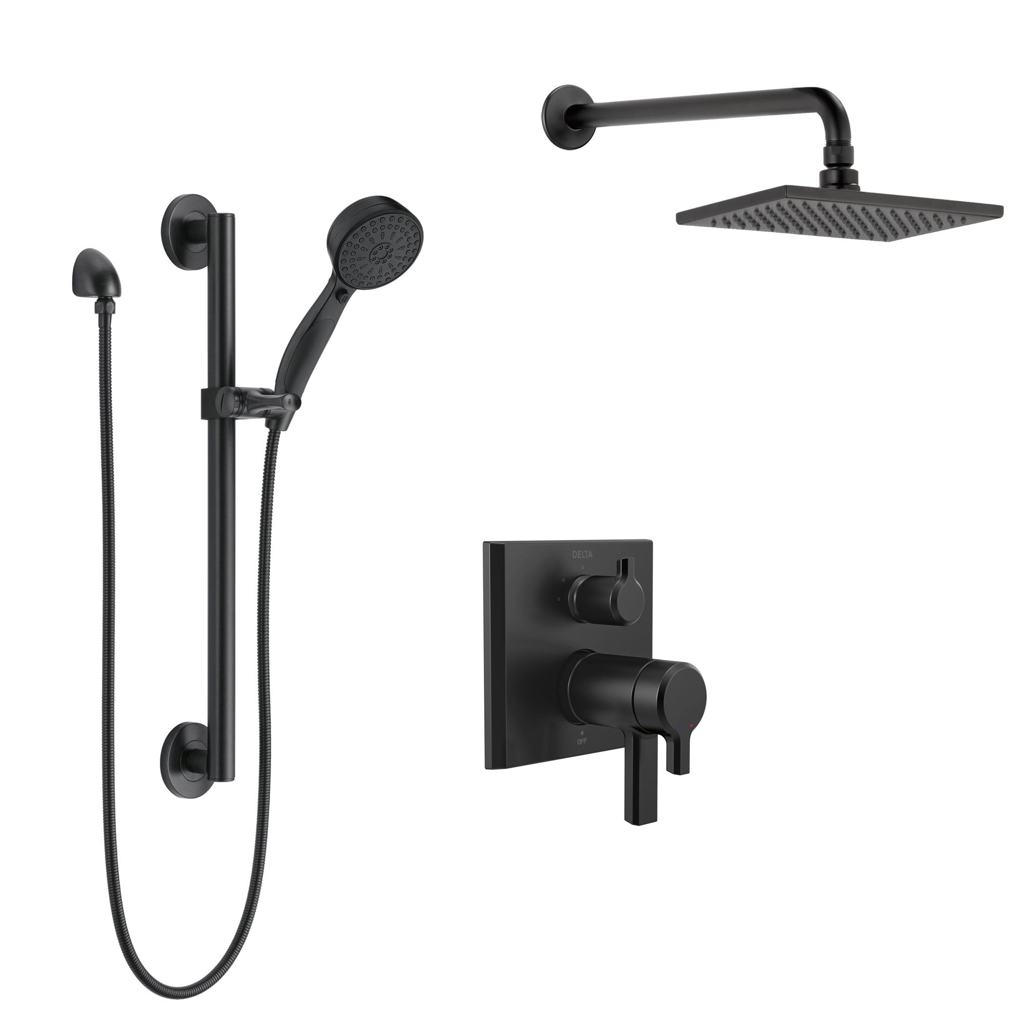 Delta Pivotal Matte Black Integrated Diverter Shower System with Wall ...